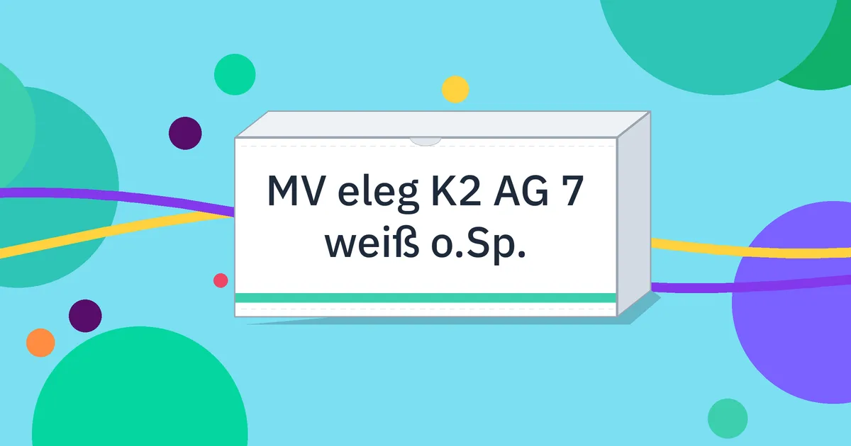 Symbolbild: Packung mit der Aufschrift MV eleg K2 AG 7 weiß o.Sp. (PZN 00342545) – Verfügbarkeit und Bezug in Apotheken in Frankfurt am Main