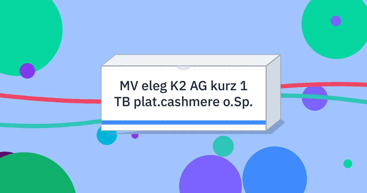 Symbolbild: Packung mit der Aufschrift MV eleg K2 AG kurz 1 TB plat.cashmere o.Sp. (PZN 14672335) – Verfügbarkeit und Bezug in Apotheken in Frankfurt am Main