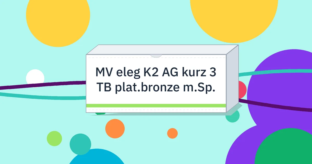 Symbolbild: Packung mit der Aufschrift MV eleg K2 AG kurz 3 TB plat.bronze m.Sp. (PZN 14715777) – Verfügbarkeit und Bezug in Apotheken in Frankfurt am Main