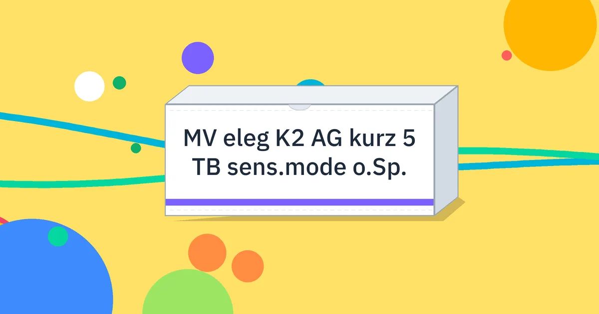 Symbolbild: Packung mit der Aufschrift MV eleg K2 AG kurz 5 TB sens.mode o.Sp. (PZN 09863211) – Verfügbarkeit und Bezug in Apotheken in Frankfurt am Main