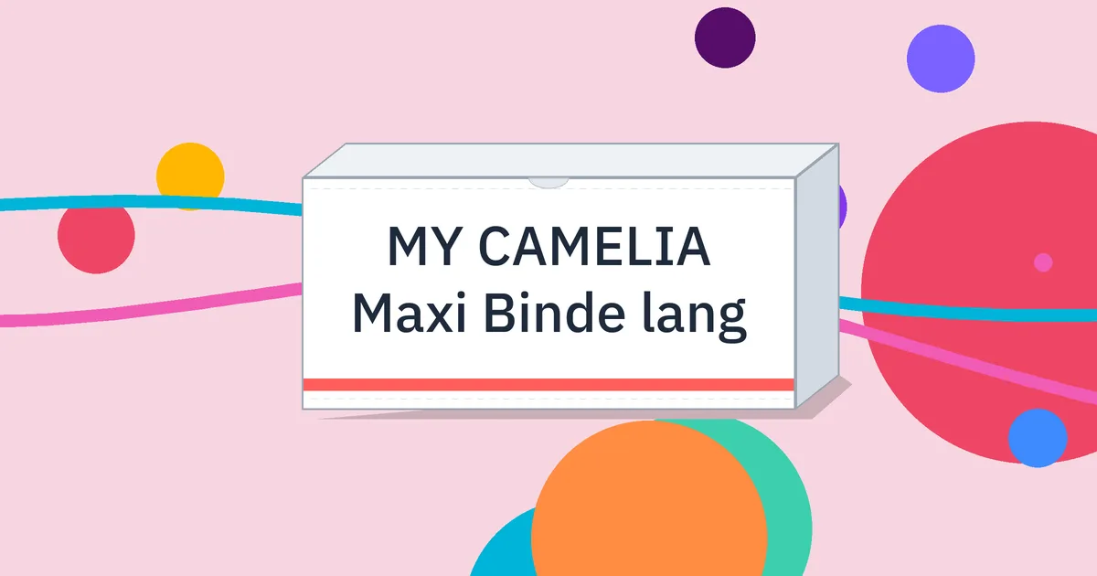 Symbolbild: Packung mit der Aufschrift MY CAMELIA Maxi Binde lang (PZN 19999437) – Verfügbarkeit und Bezug in Apotheken in Frankfurt am Main