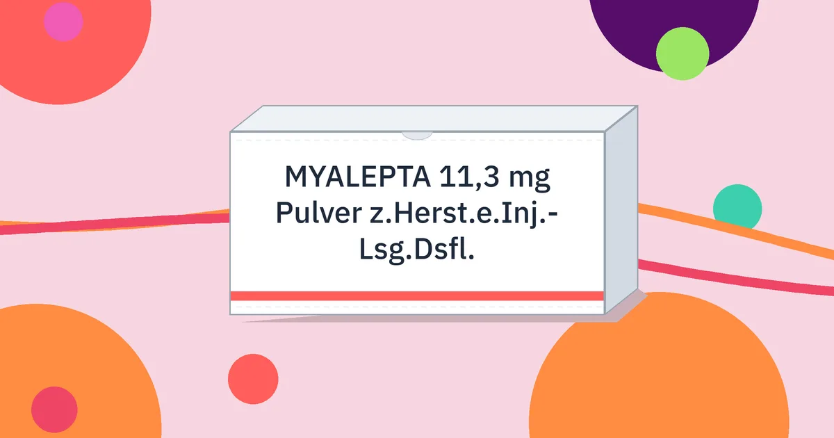 Symbolbild: Packung mit der Aufschrift MYALEPTA 11,3 mg Pulver z.Herst.e.Inj.-Lsg.Dsfl. (PZN 14042290) – Verfügbarkeit und Bezug in Apotheken in Frankfurt am Main