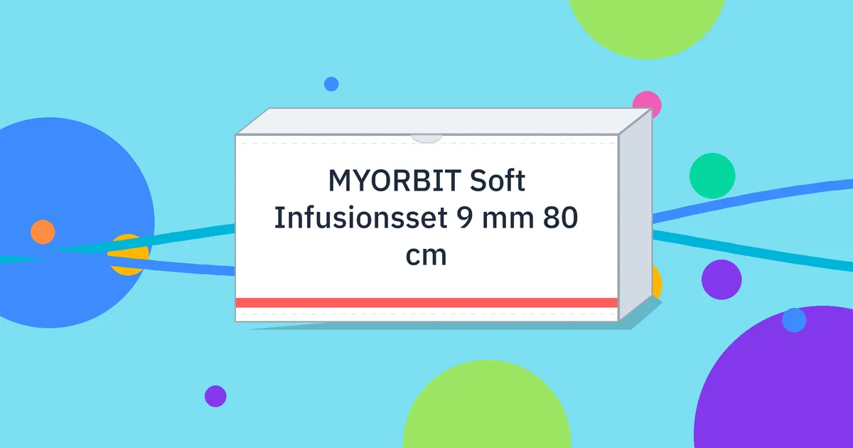 Symbolbild: Packung mit der Aufschrift MYORBIT Soft Infusionsset 9 mm 80 cm (PZN 20295026) – Verfügbarkeit und Bezug in Apotheken in Frankfurt am Main