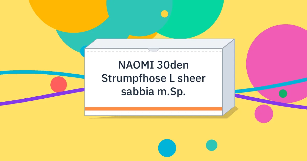 Symbolbild: Packung mit der Aufschrift NAOMI 30den Strumpfhose L sheer sabbia m.Sp. (PZN 16178504) – Verfügbarkeit und Bezug in Apotheken in Frankfurt am Main