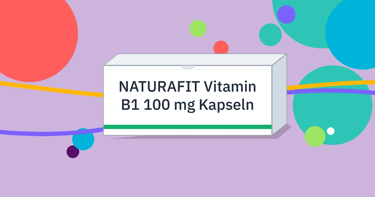Symbolbild: Packung mit der Aufschrift NATURAFIT Vitamin B1 100 mg Kapseln (PZN 13331112) – Verfügbarkeit und Bezug in Apotheken in Frankfurt am Main