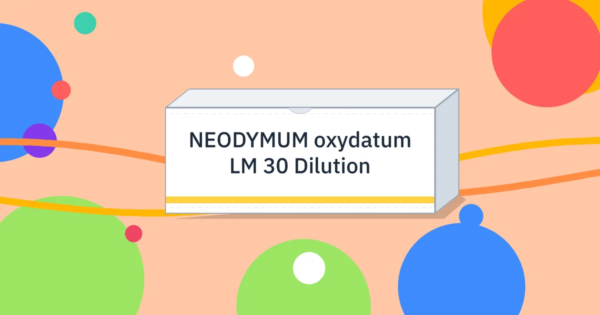 Symbolbild: Packung mit der Aufschrift NEODYMUM oxydatum LM 30 Dilution (PZN 13617914) – Verfügbarkeit und Bezug in Apotheken in Frankfurt am Main