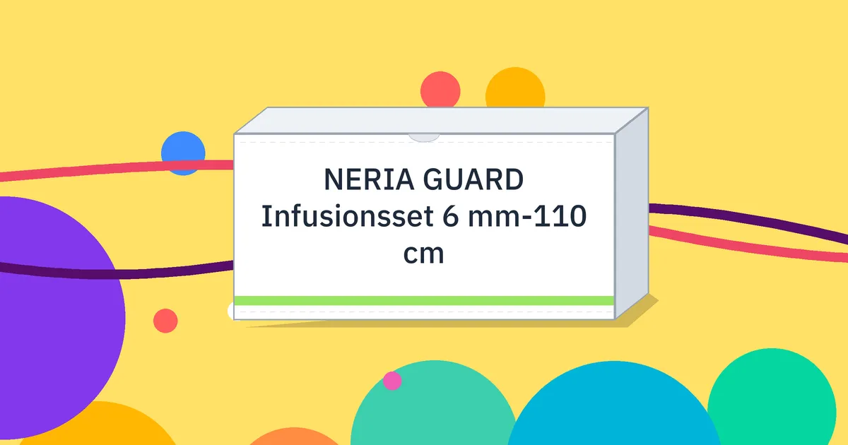 Symbolbild: Packung mit der Aufschrift NERIA GUARD Infusionsset 6 mm-110 cm (PZN 20858630) – Verfügbarkeit und Bezug in Apotheken in Frankfurt am Main