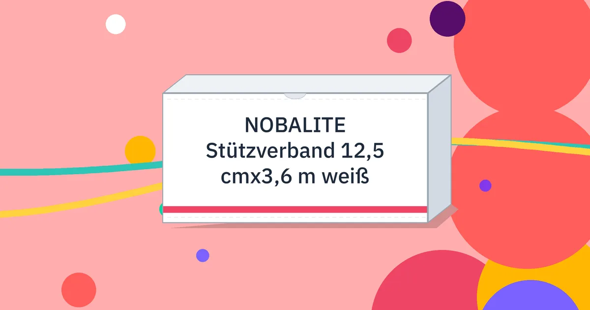 Symbolbild: Packung mit der Aufschrift NOBALITE Stützverband 12,5 cmx3,6 m weiß (PZN 07571881) – Verfügbarkeit und Bezug in Apotheken in Frankfurt am Main