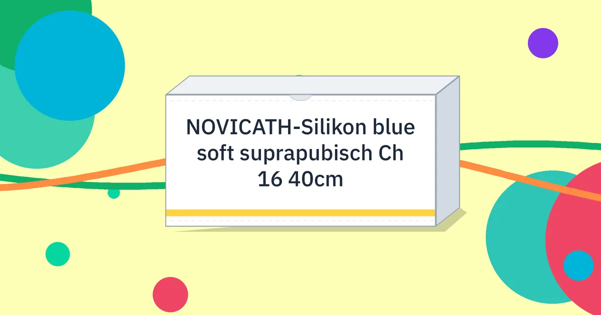 Symbolbild: Packung mit der Aufschrift NOVICATH-Silikon blue soft suprapubisch Ch 16 40cm (PZN 19826180) – Verfügbarkeit und Bezug in Apotheken in Frankfurt am Main