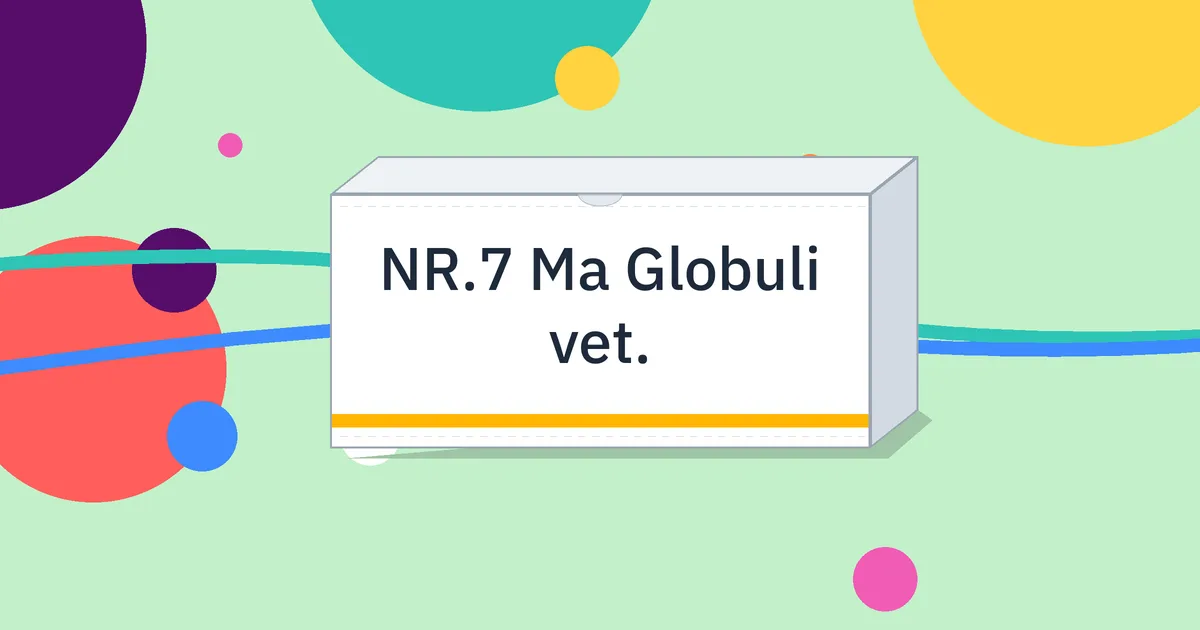 Symbolbild: Packung mit der Aufschrift NR.7 Ma Globuli vet. (PZN 12423444) – Verfügbarkeit und Bezug in Apotheken in Frankfurt am Main