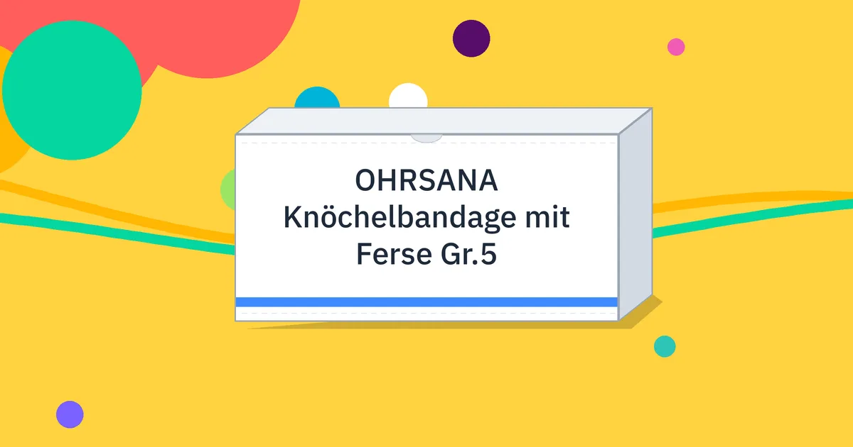 Symbolbild: Packung mit der Aufschrift OHRSANA Knöchelbandage mit Ferse Gr.5 (PZN 07121190) – Verfügbarkeit und Bezug in Apotheken in Frankfurt am Main