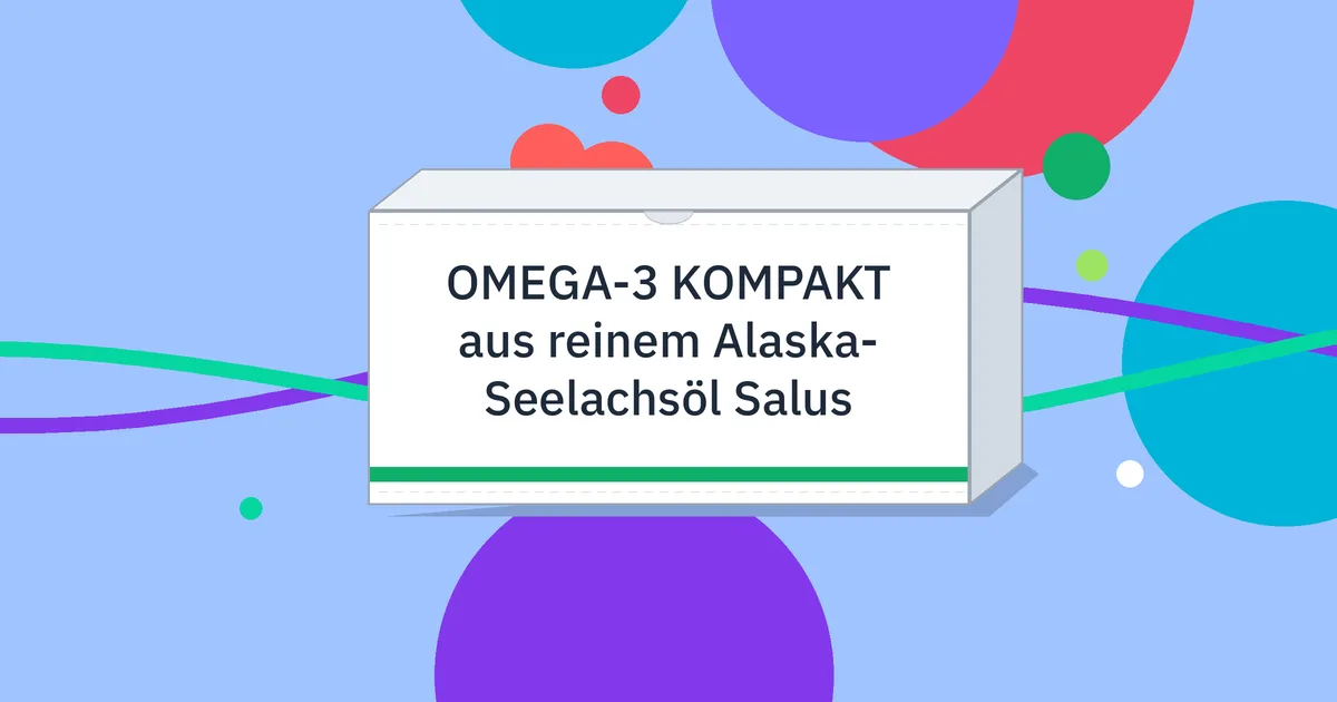 Symbolbild: Packung mit der Aufschrift OMEGA-3 KOMPAKT aus reinem Alaska-Seelachsöl Salus (PZN 16151474) – Verfügbarkeit und Bezug in Apotheken in Frankfurt am Main