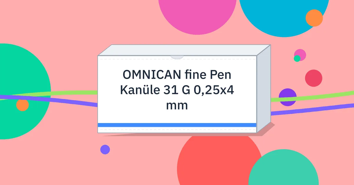Symbolbild: Packung mit der Aufschrift OMNICAN fine Pen Kanüle 31 G 0,25x4 mm (PZN 16150463) – Verfügbarkeit und Bezug in Apotheken in Frankfurt am Main