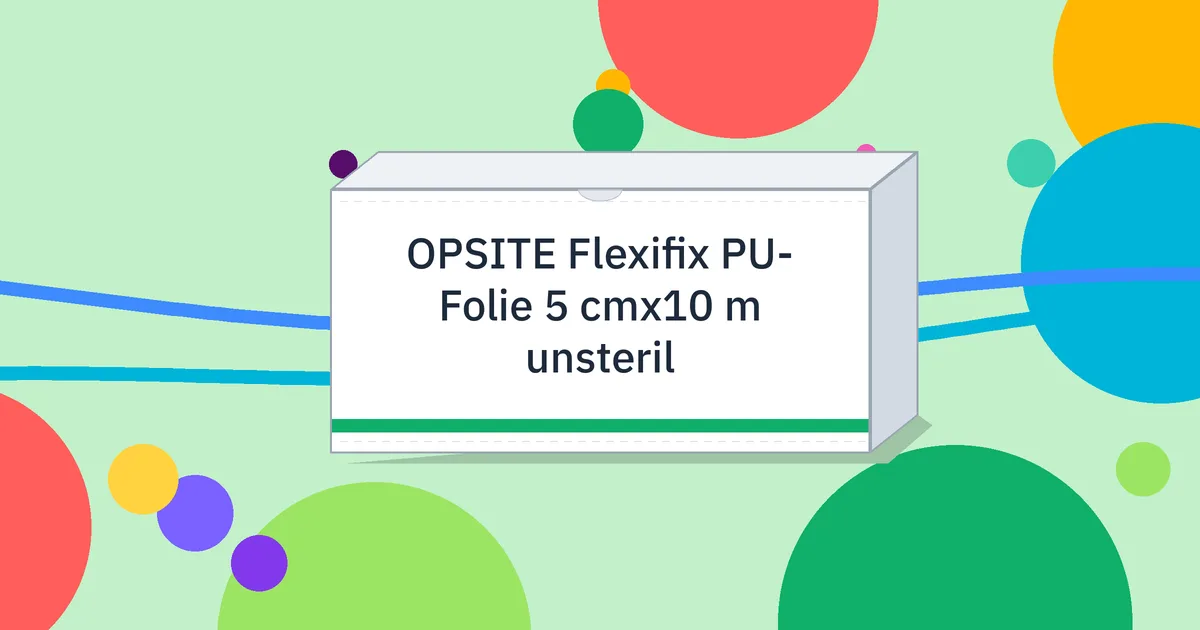 Symbolbild: Packung mit der Aufschrift OPSITE Flexifix PU-Folie 5 cmx10 m unsteril (PZN 17606480) – Verfügbarkeit und Bezug in Apotheken in Frankfurt am Main
