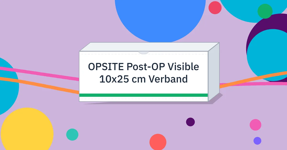Symbolbild: Packung mit der Aufschrift OPSITE Post-OP Visible 10x25 cm Verband (PZN 20802606) – Verfügbarkeit und Bezug in Apotheken in Frankfurt am Main