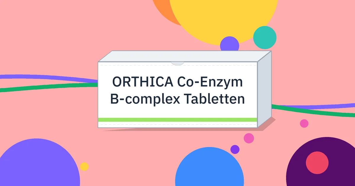 Symbolbild: Packung mit der Aufschrift ORTHICA Co-Enzym B-complex Tabletten (PZN 20415016) – Verfügbarkeit und Bezug in Apotheken in Frankfurt am Main