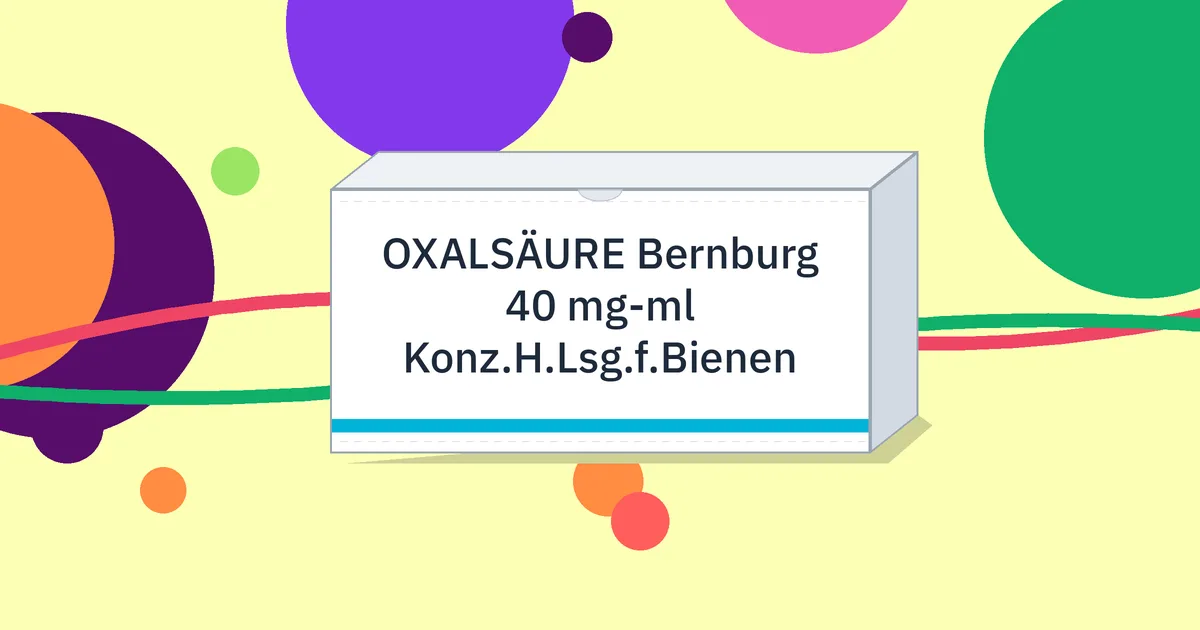 Symbolbild: Packung mit der Aufschrift OXALSÄURE Bernburg 40 mg-ml Konz.H.Lsg.f.Bienen (PZN 18679506) – Verfügbarkeit und Bezug in Apotheken in Frankfurt am Main