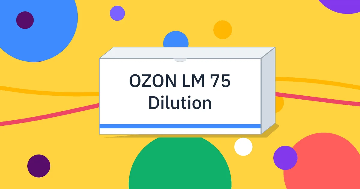 Symbolbild: Packung mit der Aufschrift OZON LM 75 Dilution (PZN 12974724) – Verfügbarkeit und Bezug in Apotheken in Frankfurt am Main