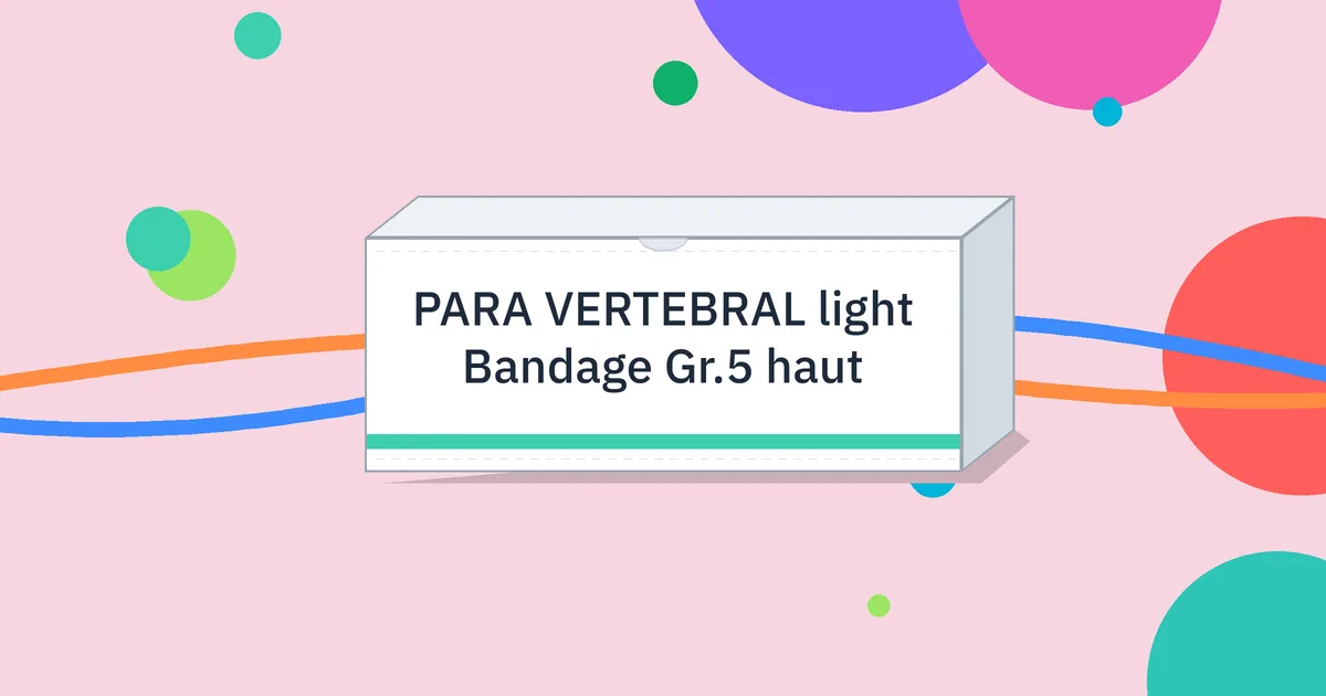 Symbolbild: Packung mit der Aufschrift PARA VERTEBRAL light Bandage Gr.5 haut (PZN 10003620) – Verfügbarkeit und Bezug in Apotheken in Frankfurt am Main