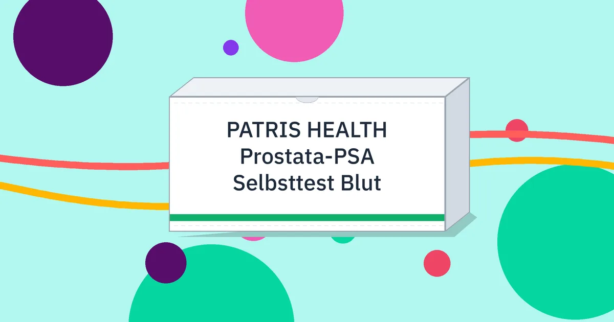 Symbolbild: Packung mit der Aufschrift PATRIS HEALTH Prostata-PSA Selbsttest Blut (PZN 18133859) – Verfügbarkeit und Bezug in Apotheken in Frankfurt am Main