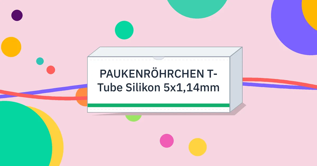 Symbolbild: Packung mit der Aufschrift PAUKENRÖHRCHEN T-Tube Silikon 5x1,14mm (PZN 05862864) – Verfügbarkeit und Bezug in Apotheken in Frankfurt am Main