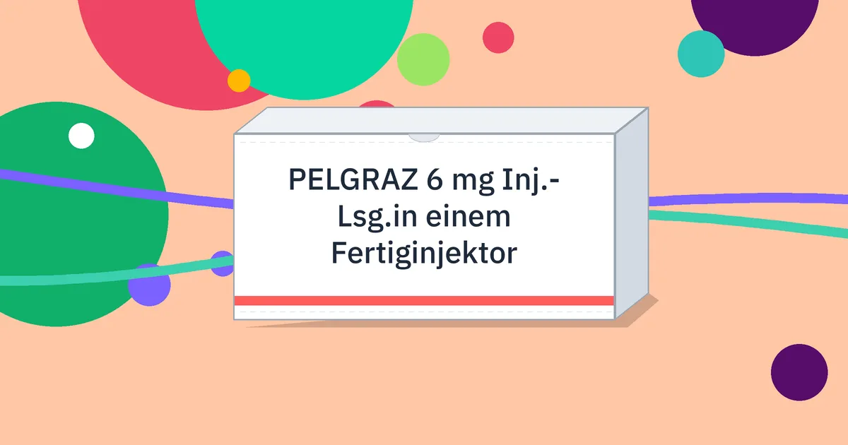 Symbolbild: Packung mit der Aufschrift PELGRAZ 6 mg Inj.-Lsg.in einem Fertiginjektor (PZN 18454138) – Verfügbarkeit und Bezug in Apotheken in Frankfurt am Main