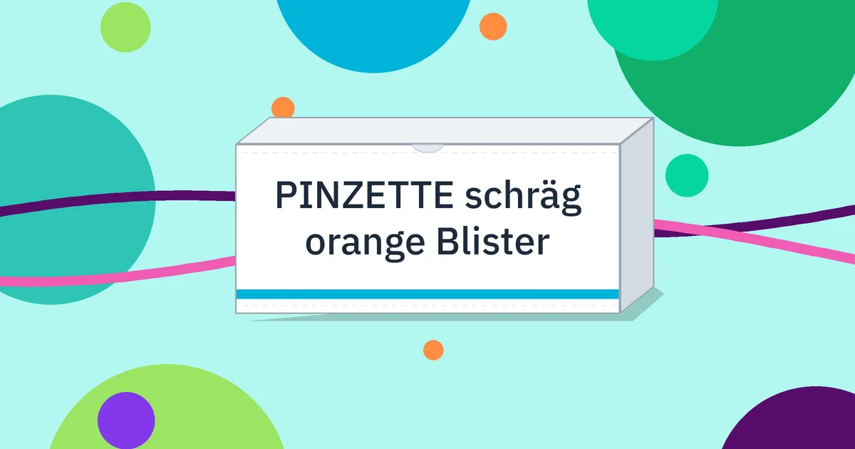 Symbolbild: Packung mit der Aufschrift PINZETTE schräg orange Blister (PZN 01599275) – Verfügbarkeit und Bezug in Apotheken in Frankfurt am Main