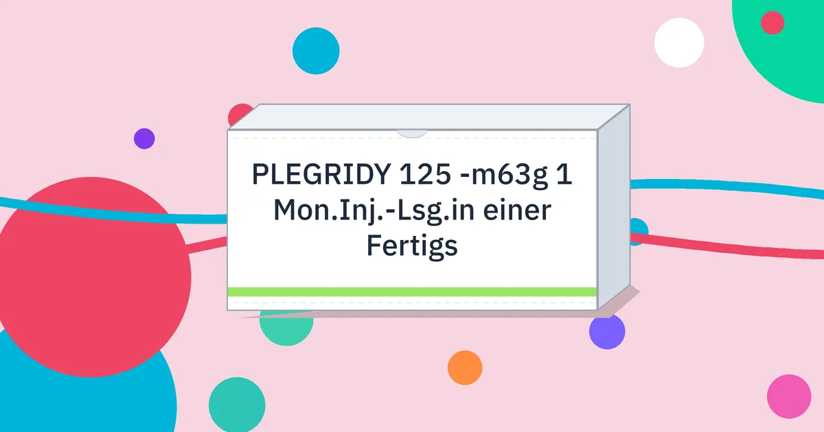 Symbolbild: Packung mit der Aufschrift PLEGRIDY 125 -m63g 1 Mon.Inj.-Lsg.in einer Fertigs (PZN 14242296) – Verfügbarkeit und Bezug in Apotheken in Frankfurt am Main