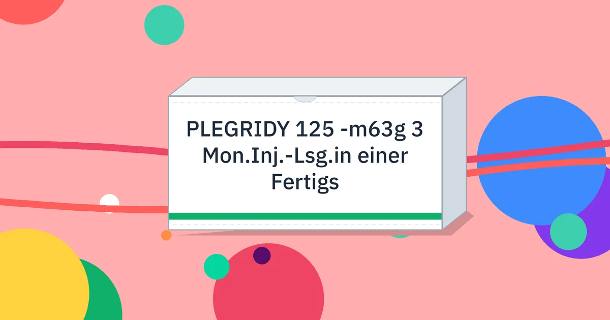 Symbolbild: Packung mit der Aufschrift PLEGRIDY 125 -m63g 3 Mon.Inj.-Lsg.in einer Fertigs (PZN 12592454) – Verfügbarkeit und Bezug in Apotheken in Frankfurt am Main