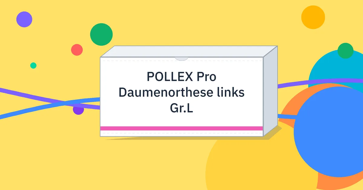 Symbolbild: Packung mit der Aufschrift POLLEX Pro Daumenorthese links Gr.L (PZN 17373797) – Verfügbarkeit und Bezug in Apotheken in Frankfurt am Main