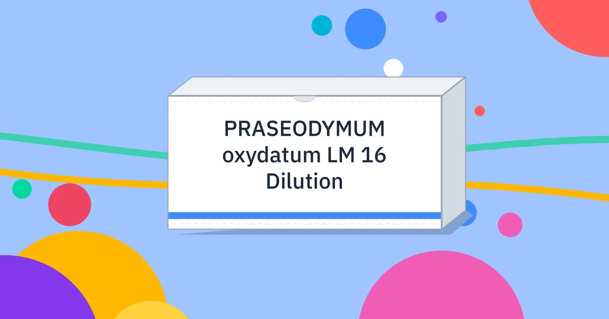 Symbolbild: Packung mit der Aufschrift PRASEODYMUM oxydatum LM 16 Dilution (PZN 13666628) – Verfügbarkeit und Bezug in Apotheken in Frankfurt am Main