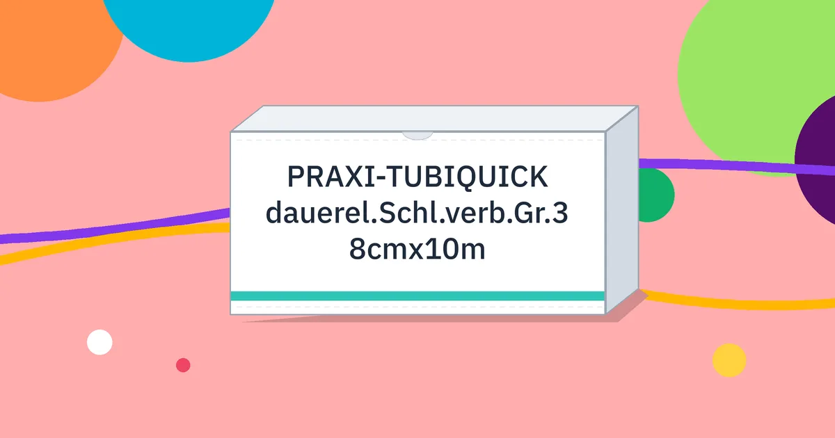 Symbolbild: Packung mit der Aufschrift PRAXI-TUBIQUICK dauerel.Schl.verb.Gr.3 8cmx10m (PZN 12828158) – Verfügbarkeit und Bezug in Apotheken in Frankfurt am Main