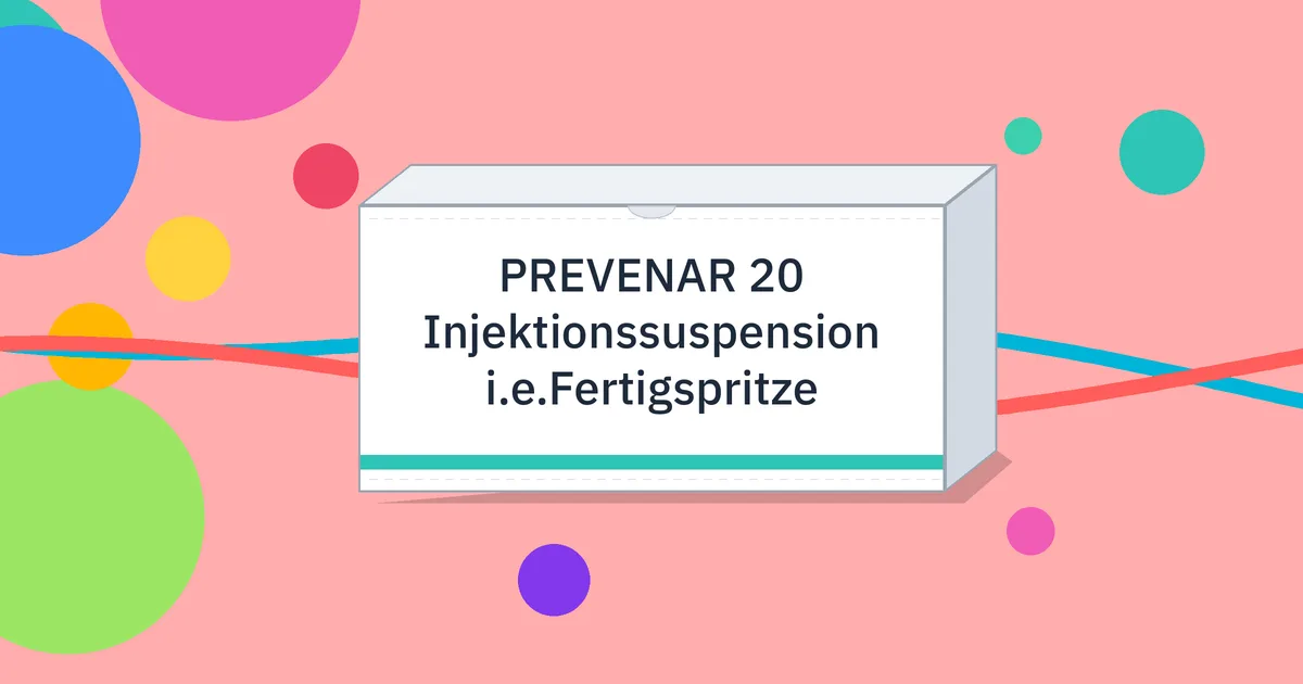 Symbolbild: Packung mit der Aufschrift PREVENAR 20 Injektionssuspension i.e.Fertigspritze (PZN 19474829) – Verfügbarkeit und Bezug in Apotheken in Frankfurt am Main