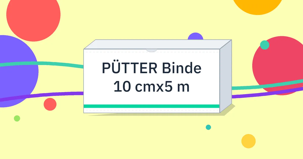 Symbolbild: Packung mit der Aufschrift PÜTTER Binde 10 cmx5 m (PZN 15615196) – Verfügbarkeit und Bezug in Apotheken in Frankfurt am Main
