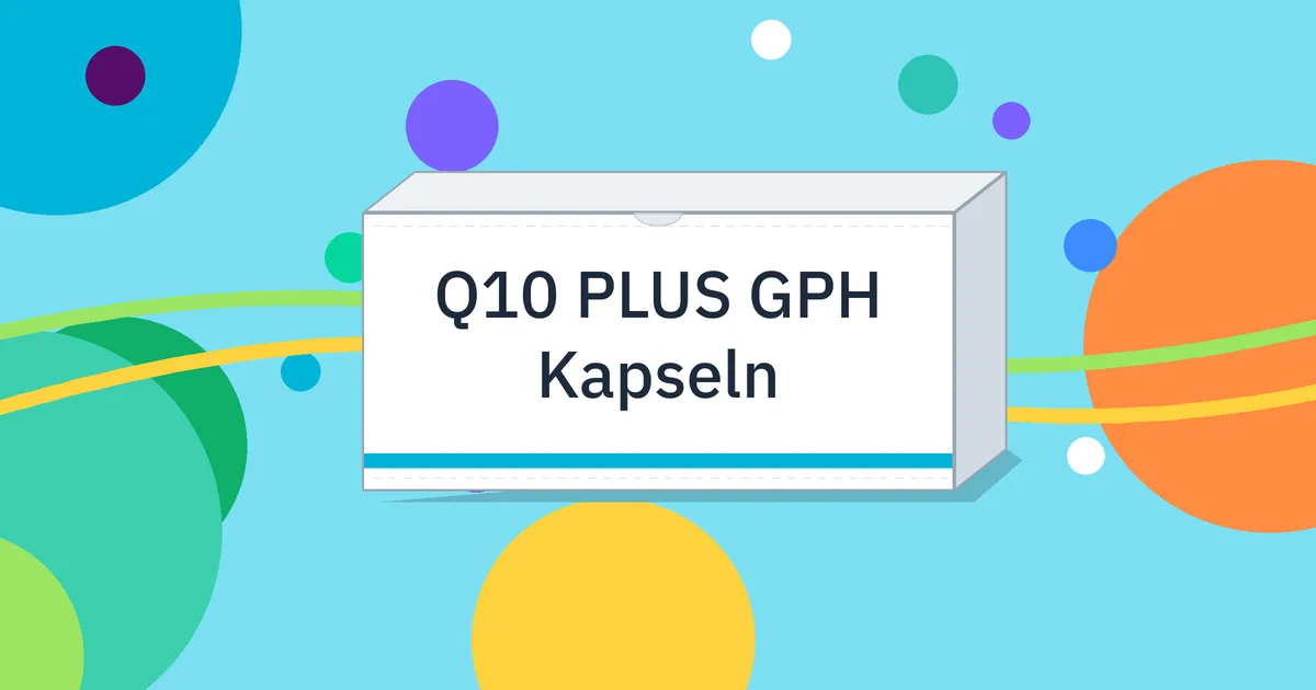 Symbolbild: Packung mit der Aufschrift Q10 PLUS GPH Kapseln (PZN 15614073) – Verfügbarkeit und Bezug in Apotheken in Frankfurt am Main