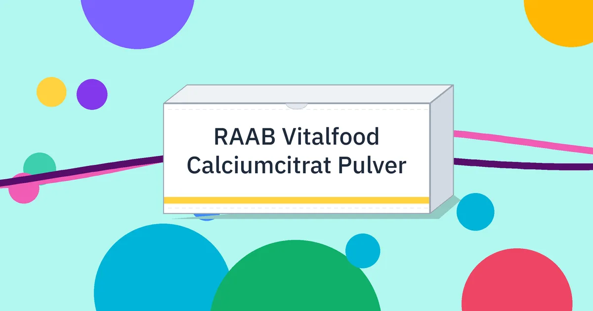 Symbolbild: Packung mit der Aufschrift RAAB Vitalfood Calciumcitrat Pulver (PZN 19880593) – Verfügbarkeit und Bezug in Apotheken in Frankfurt am Main