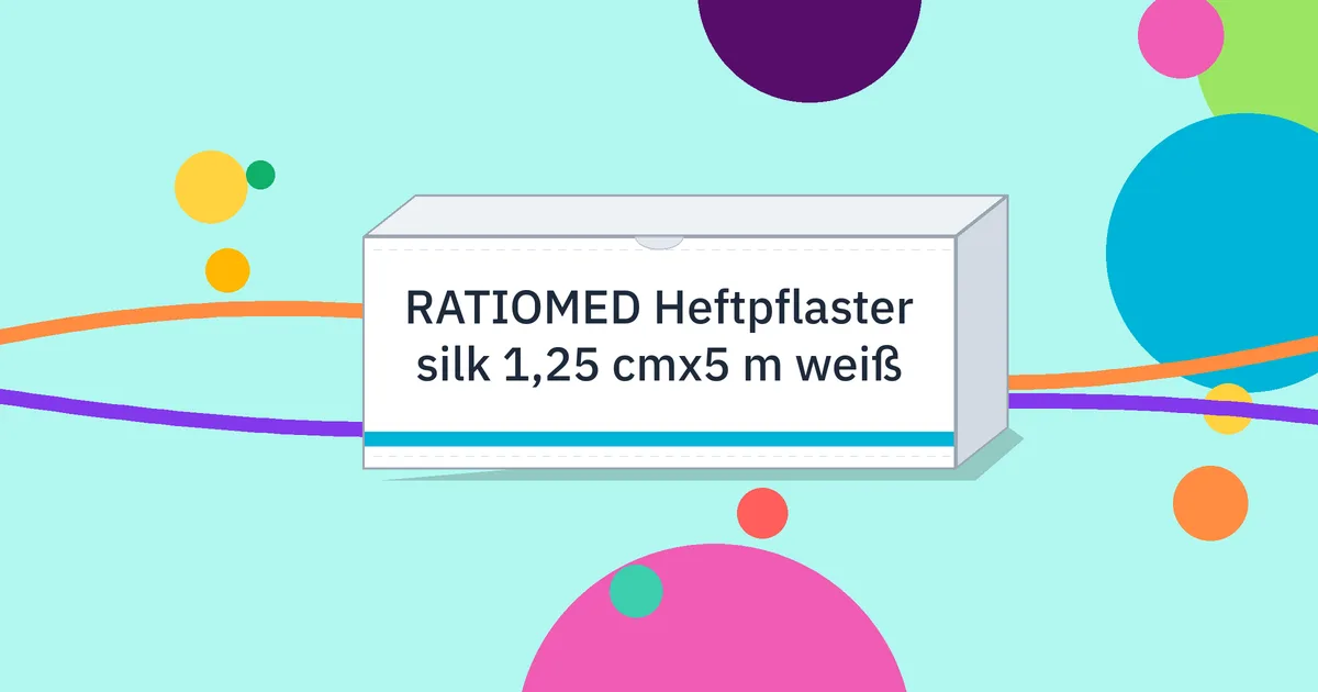 Symbolbild: Packung mit der Aufschrift RATIOMED Heftpflaster silk 1,25 cmx5 m weiß (PZN 09787177) – Verfügbarkeit und Bezug in Apotheken in Frankfurt am Main