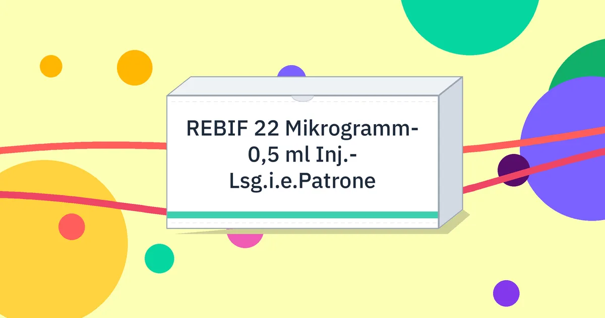 Symbolbild: Packung mit der Aufschrift REBIF 22 Mikrogramm-0,5 ml Inj.-Lsg.i.e.Patrone (PZN 14046371) – Verfügbarkeit und Bezug in Apotheken in Frankfurt am Main