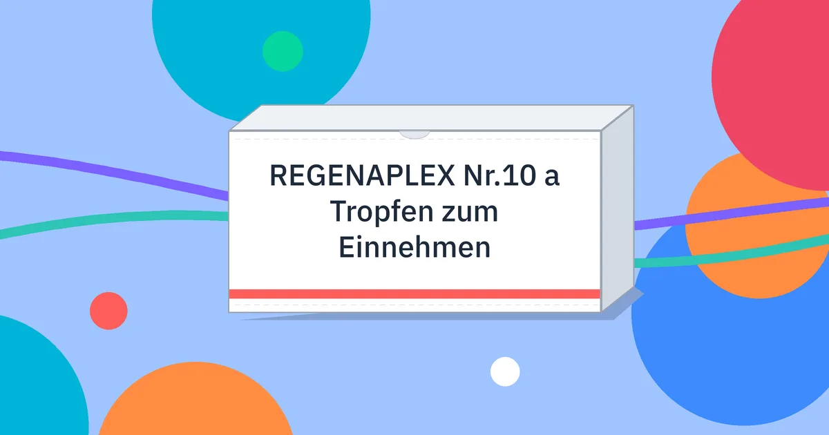 Symbolbild: Packung mit der Aufschrift REGENAPLEX Nr.10 a Tropfen zum Einnehmen (PZN 02641950) – Verfügbarkeit und Bezug in Apotheken in Frankfurt am Main