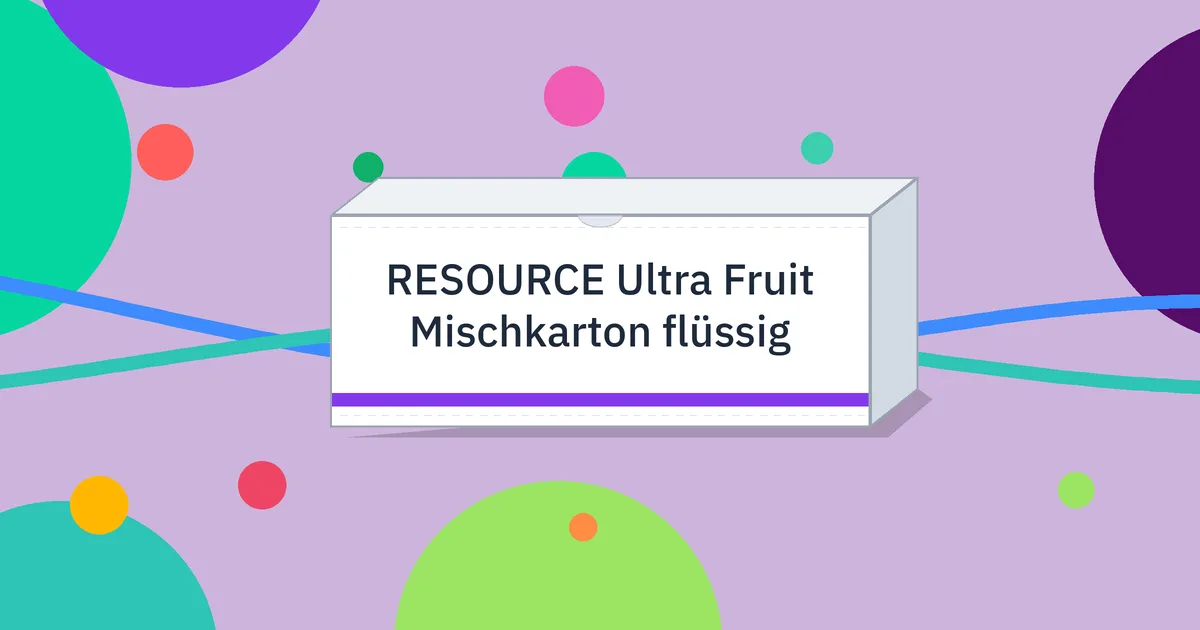 Symbolbild: Packung mit der Aufschrift RESOURCE Ultra Fruit Mischkarton flüssig (PZN 19963876) – Verfügbarkeit und Bezug in Apotheken in Frankfurt am Main