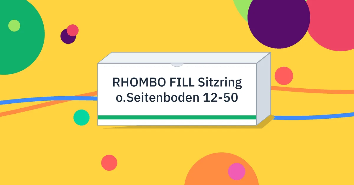 Symbolbild: Packung mit der Aufschrift RHOMBO FILL Sitzring o.Seitenboden 12-50 (PZN 03947473) – Verfügbarkeit und Bezug in Apotheken in Frankfurt am Main
