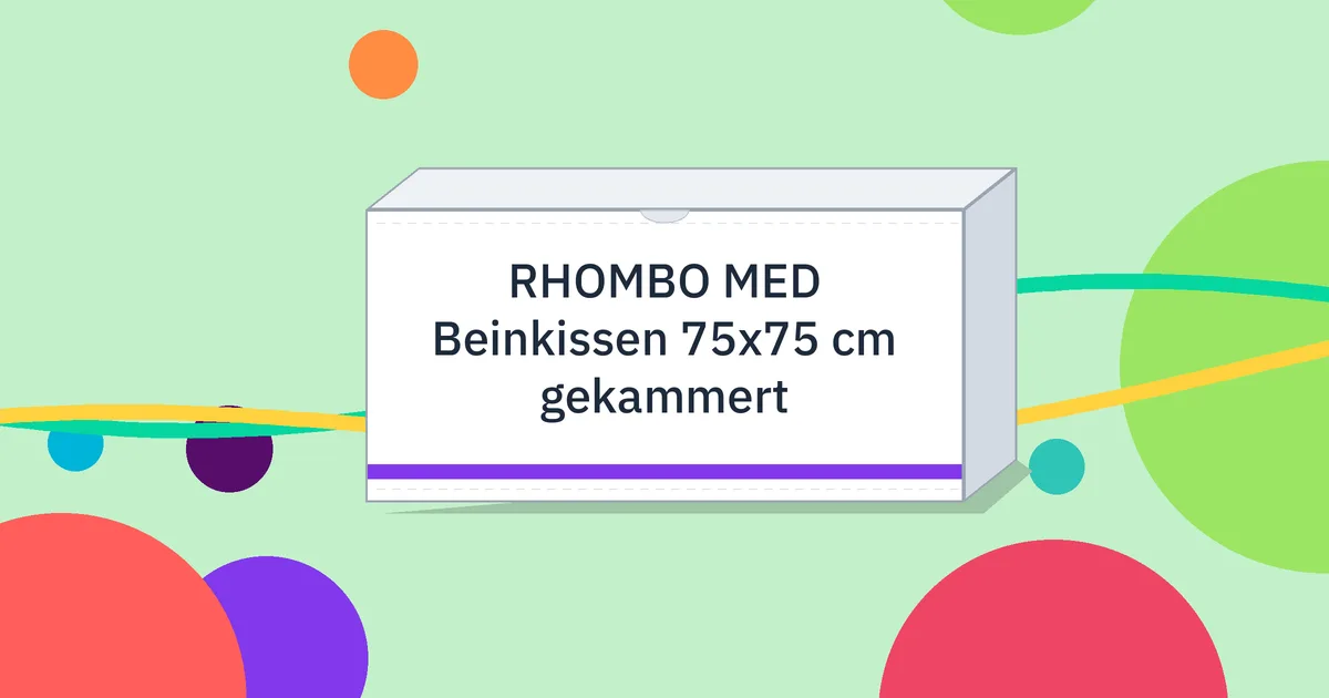 Symbolbild: Packung mit der Aufschrift RHOMBO MED Beinkissen 75x75 cm gekammert (PZN 07447129) – Verfügbarkeit und Bezug in Apotheken in Frankfurt am Main
