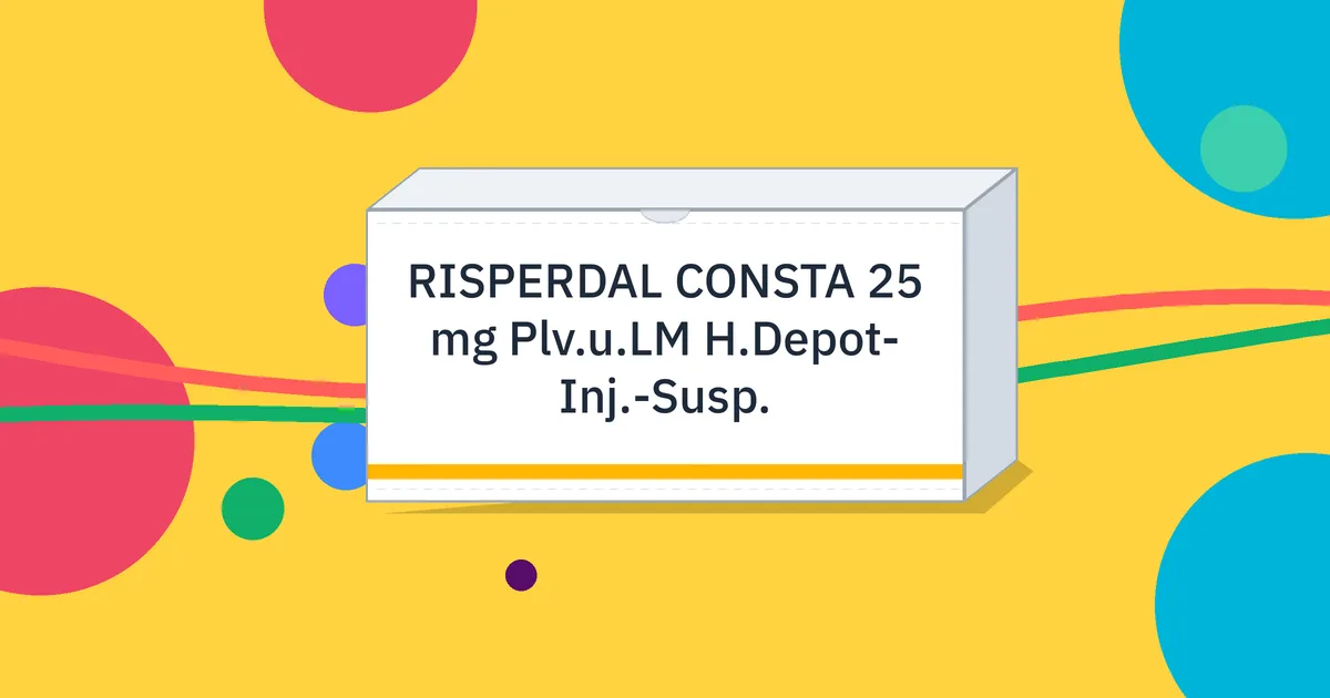 Symbolbild: Packung mit der Aufschrift RISPERDAL CONSTA 25 mg Plv.u.LM H.Depot-Inj.-Susp. (PZN 17669109) – Verfügbarkeit und Bezug in Apotheken in Frankfurt am Main