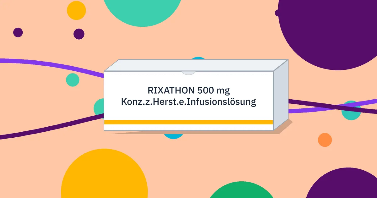 Symbolbild: Packung mit der Aufschrift RIXATHON 500 mg Konz.z.Herst.e.Infusionslösung (PZN 17524227) – Verfügbarkeit und Bezug in Apotheken in Frankfurt am Main