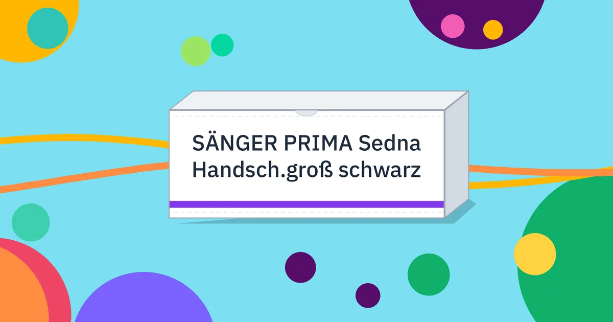 Symbolbild: Packung mit der Aufschrift SÄNGER PRIMA Sedna Handsch.groß schwarz (PZN 01071278) – Verfügbarkeit und Bezug in Apotheken in Frankfurt am Main
