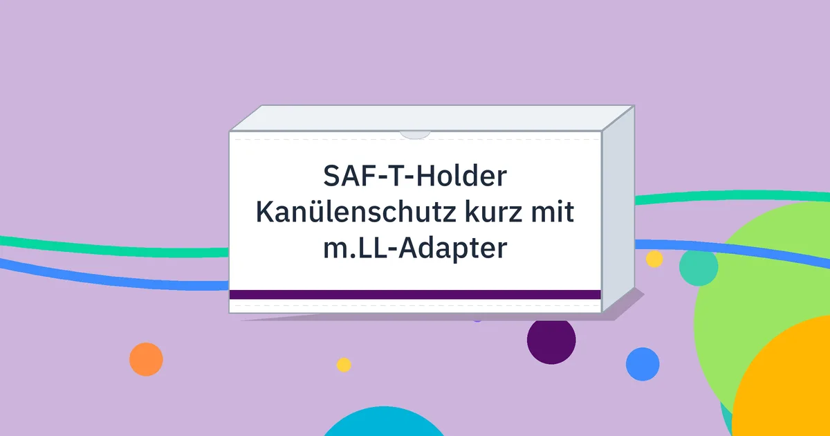 Symbolbild: Packung mit der Aufschrift SAF-T-Holder Kanülenschutz kurz mit m.LL-Adapter (PZN 07734857) – Verfügbarkeit und Bezug in Apotheken in Frankfurt am Main