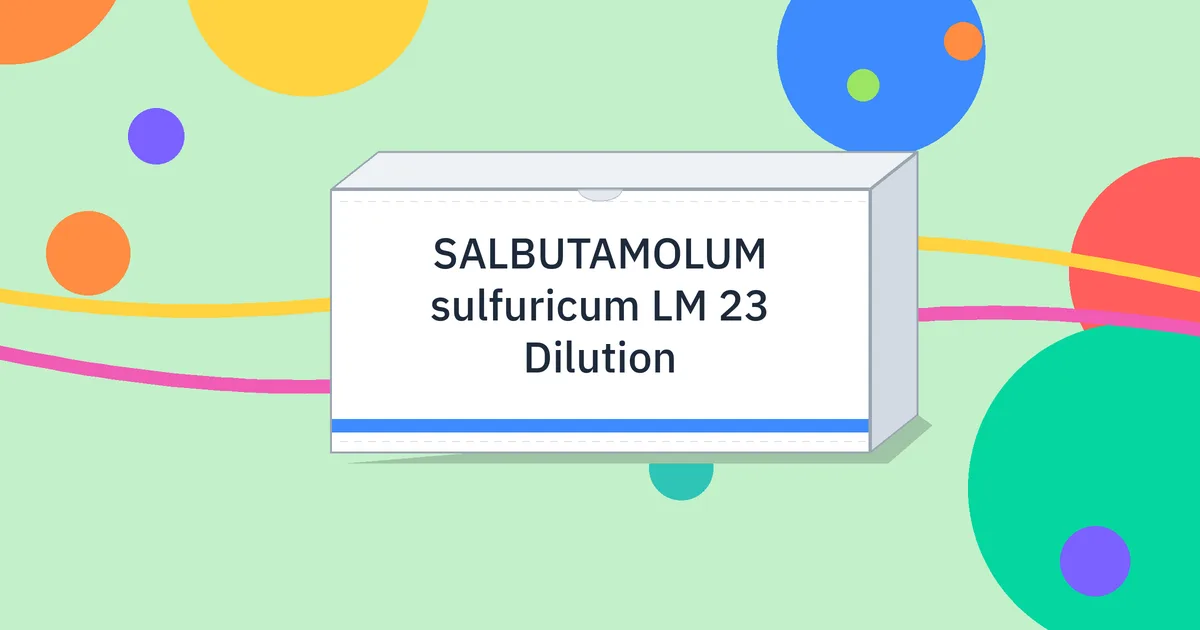 Symbolbild: Packung mit der Aufschrift SALBUTAMOLUM sulfuricum LM 23 Dilution (PZN 18271923) – Verfügbarkeit und Bezug in Apotheken in Frankfurt am Main