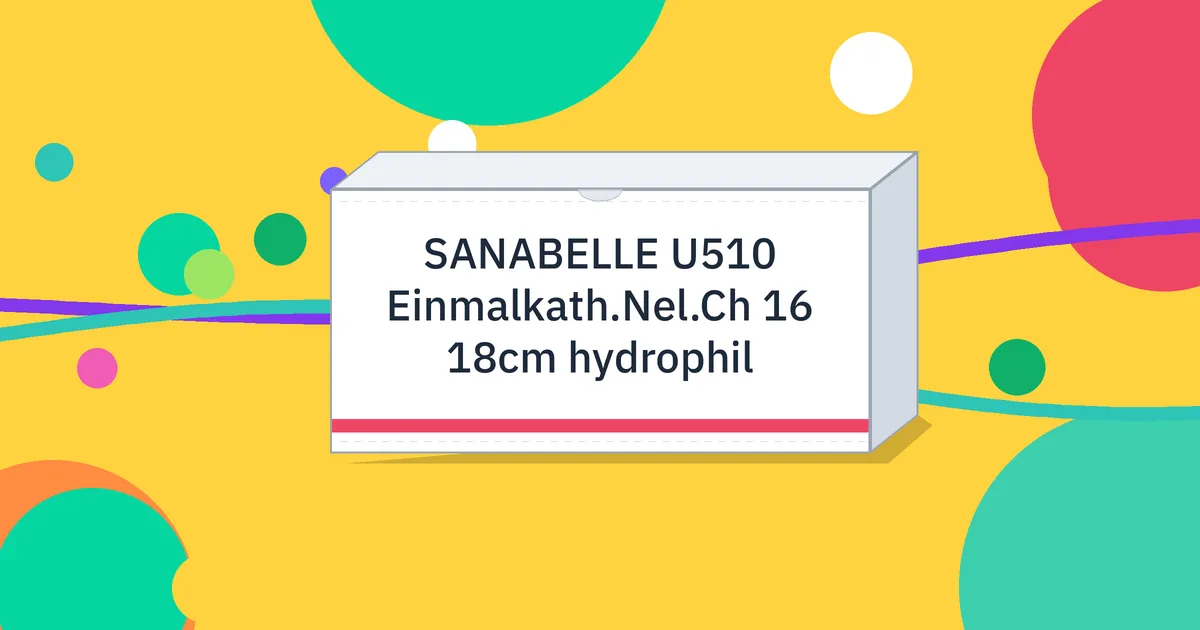 Symbolbild: Packung mit der Aufschrift SANABELLE U510 Einmalkath.Nel.Ch 16 18cm hydrophil (PZN 13723757) – Verfügbarkeit und Bezug in Apotheken in Frankfurt am Main
