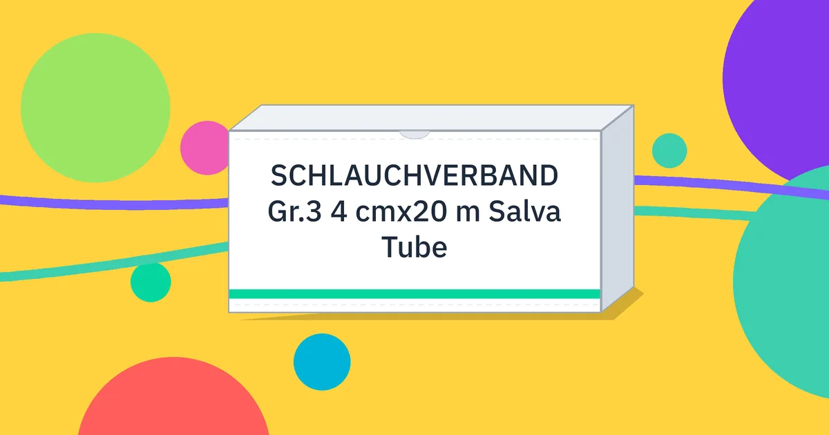 Symbolbild: Packung mit der Aufschrift SCHLAUCHVERBAND Gr.3 4 cmx20 m Salva Tube (PZN 10351249) – Verfügbarkeit und Bezug in Apotheken in Frankfurt am Main