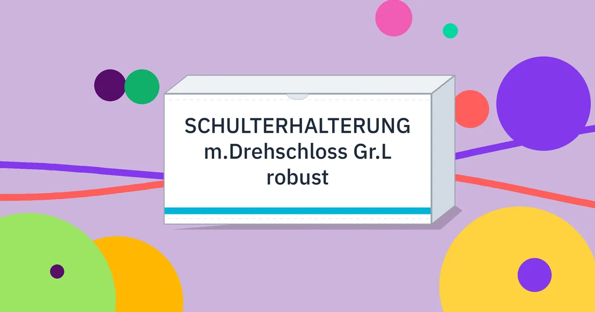 Symbolbild: Packung mit der Aufschrift SCHULTERHALTERUNG m.Drehschloss Gr.L robust (PZN 11568175) – Verfügbarkeit und Bezug in Apotheken in Frankfurt am Main